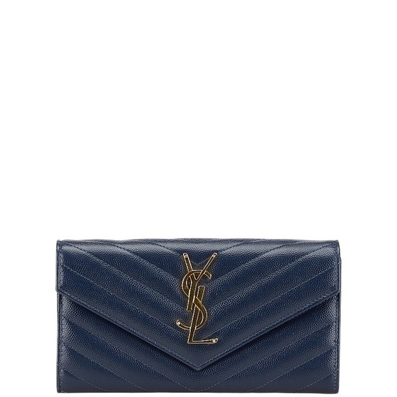 Saint Laurent | Bags | Saint Laurent Ysl Long Wallet Leather Navy ...